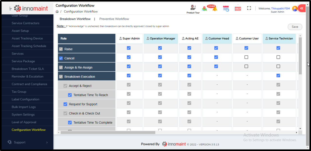 Extended Bulk Actions and Customizable Workflows | Innomaint